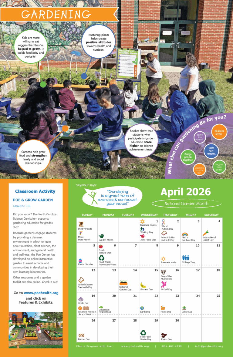 2025-2026 Nutrition & Physical Activity Classroom Calendar - Poe Center ...